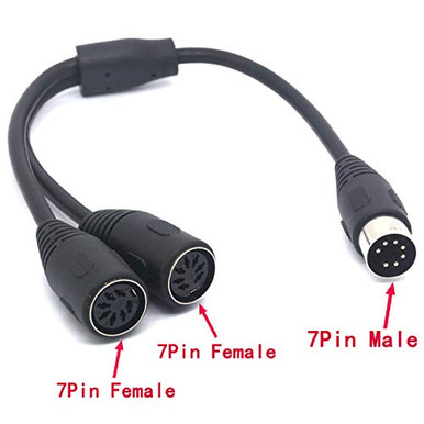 GLHONG 7 Pin Din Splitter Cable, 7- Pin Plug Male to 2 DIN Female Jack ...