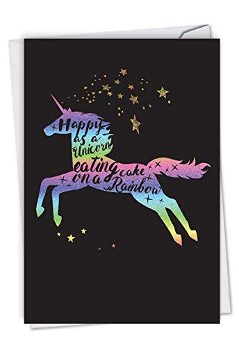 Horns and Unicorns - Rainbow Cake - Motivational Birthday Greeting Card ...