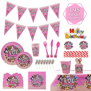 195 Pack LOL Party Supplies Set Serves 16?LOL Birthday Favors Packs ...