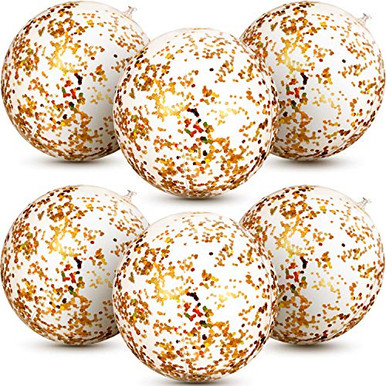 6 Pieces Inflatable Glitter Beach Ball Confetti Beach Balls Transparent ...