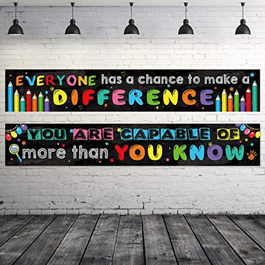 2 Pack Motivational Classroom Banner Poster Positive Banner ...