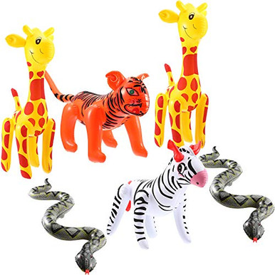 6 Pieces Inflatable Zoo Animals Floating Jungle Animals Inflatable Zoo ...