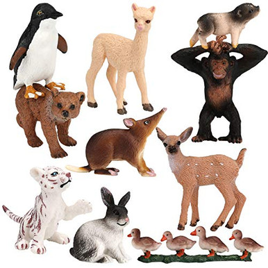 Flormoon Animal Figures - 10 Piece Realistic Plastic Cute Animal ...