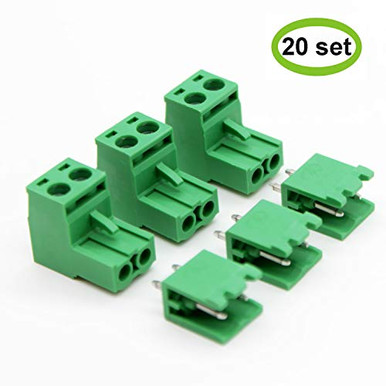PoiLee 2-Pin 5.08mm Pitch Male Female Plug-in PCB Screw Terminal Block Connector (Pack of 20set ...