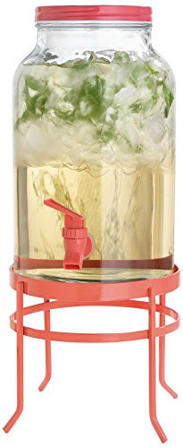 Home Essentials Del Sol 1.5 Gallon Coral Beverage Dispenser With Stand ...