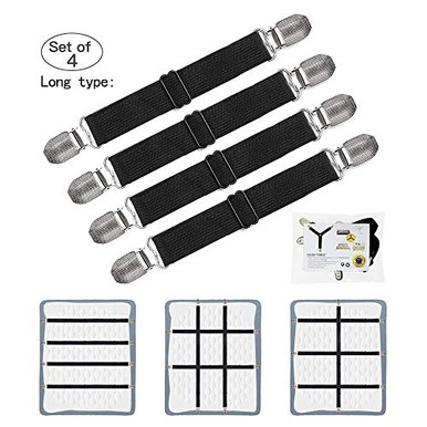Adjustable Bed Sheet Clips, Sheet Fasteners Holder Straps and Suspender ...