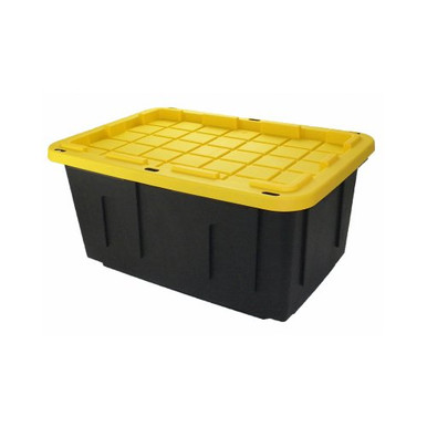 CREATIVE PLASTIC CONCEPTS 27 Gallon Black & Yellow Tough Box with Lid ...
