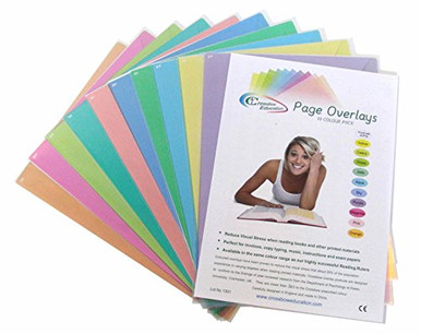 Colored Overlays for Reading - 10 Large Tinted Sheets - Visual Stress ...