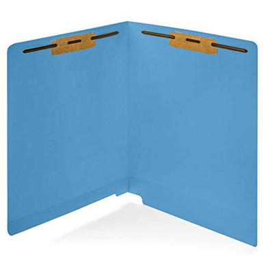 50 Blue End Tab Fastener File Folders- Reinforced Straight Cut Tab ...