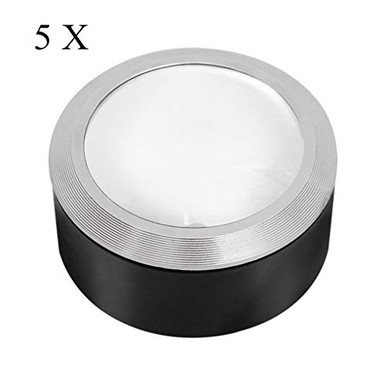 5X Large Cylinder Magnifier Reading HD Magnifying Glass 3 LEDs Lighted ...