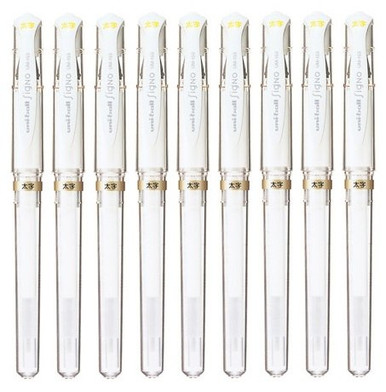 Uni-Ball Signo Broad Point Gel Impact Pen White Ink, 3 pens per Pack ...