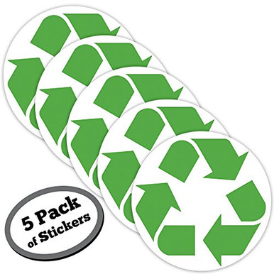 5 Pack Large Recycle Symbol Sticker for Green, White, Blue, Recycling ...