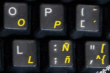 SPANISH LATIN AMERICAN KEYBOARD STICKERS TRANSPARENT BACKGROUND YELLOW ...