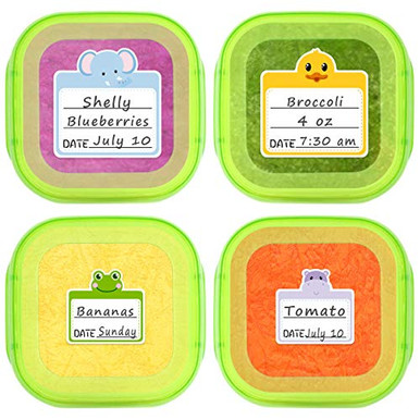 Removable Cute Animal Labels for Kids Daycare Bottle Labels Food ...
