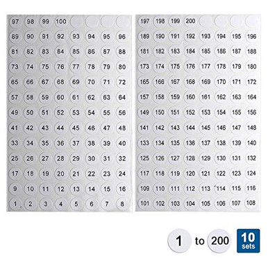 dealzEpic - Number Stickers - 1 to 200 Round Self Adhesive Stickers ...