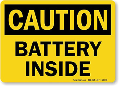SmartSign "Caution - Battery Inside" Label | 10" x 14" Laminated Vinyl ...