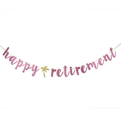 Happy Retirement Banner - Pink Retirement Sign - Welcome Back- Retired ...