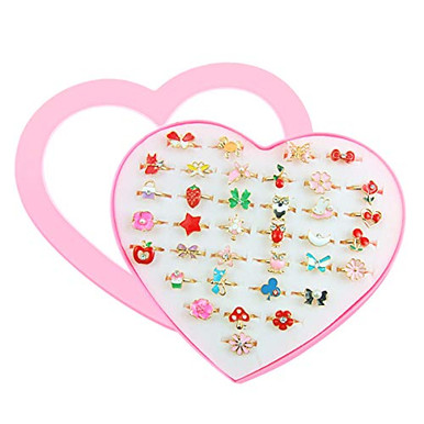 SUNMALL 36 pcs Little Girl Adjustable Rings in Box, No Duplication ...