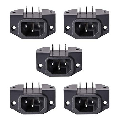 uxcell C14 Panel Mount Plug Adapter AC 250V 10A/15A 3 Pins IEC Inlet ...