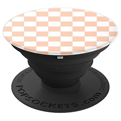 Checkered Peach and White | Check Pattern / Checkerboard - PopSockets ...