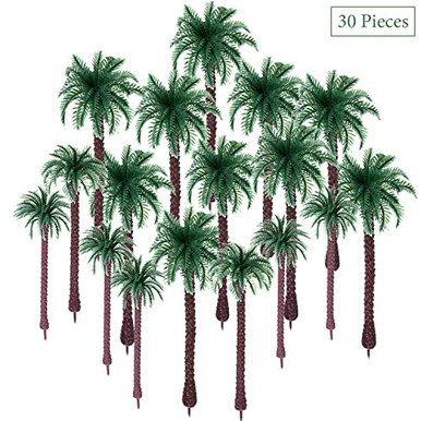 30 Pieces Model Coconut Palm Tree Scenery Model Tree Mixed Model Trees ...