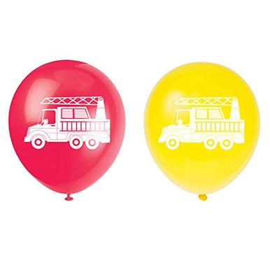 MAGJUCHE Firefighter Latex Balloons, 16pcs red and Yellow fire Truck ...