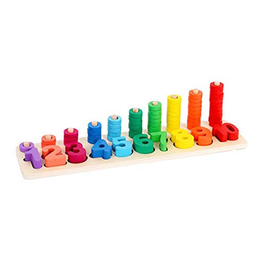 KangRuiZhe Montessori Wood Blocks Sorting Puzzle Sorter Stacker Math ...