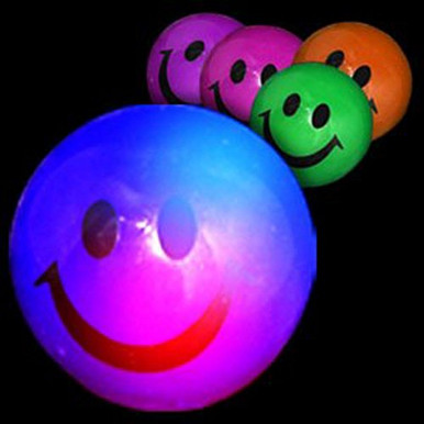12 Pieces - 2 Inch Assorted LED Light Up Smiley Face Emoji Bouncing ...