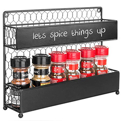 MyGift Rustic Chicken Wire Wall-Mounted Spice Rack with Chalkboard ...