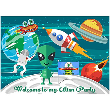 musykrafties Outer Space Party Backdrop Large Children Birthday Banner ...