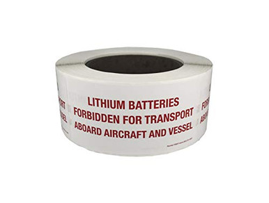 Lithium Battery Forbidden Transport Labels 2 x 4 inches 500 Labels Per ...