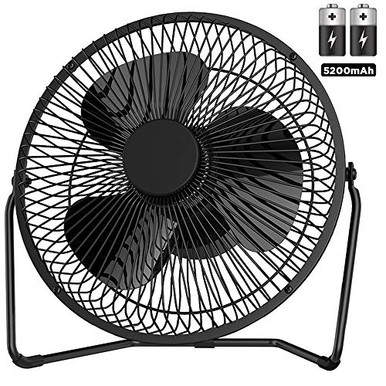 Easyacc 9 inch Battery Operated Rechargeable Metal Desk Fan 16 Hours ...