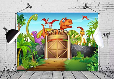 BELECO 7x5ft Cartoon Dinosaurs Backdrop Dinosaurs Living in The Park ...