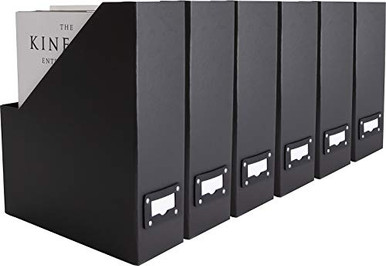Blu Monaco Foldable Black Magazine File Holder with Leather Label ...