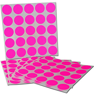 Color Coding Labels Super Bright Fluorescent Neon Pink Round Circle ...