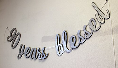 All About Details 90 Years Blessed Cursive Banner, 1pc, 90th Birthday ...