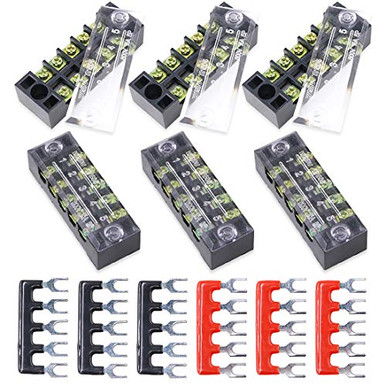 Hilitchi 12pcs 600V 15A 5 Position Double Row Screw Terminal Strip and ...