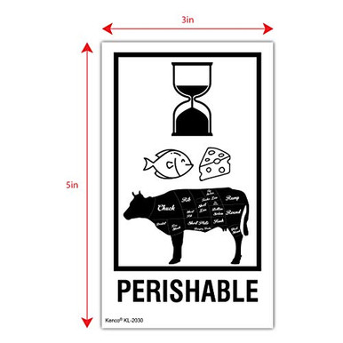 Kenco 3" X 5" Perishable Safe Handling Warning Stickers for Shipping ...