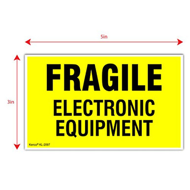 Kenco 3" X 5" Fragile Electronic Equipment Fluorescent Shipping Label ...