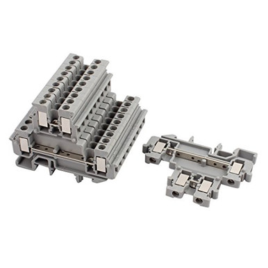 uxcell 10Pcs MBKKB2.5 DIN Rail Mount Double-Level Terminal Block 500V 2 ...