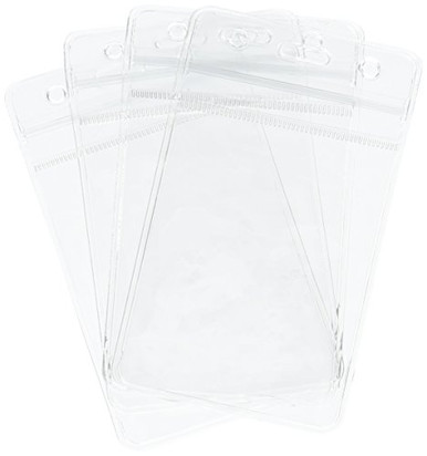 HOSL 50 Pcs Clear Plastic Vertical Name Tag Badge ID Card Holder ...