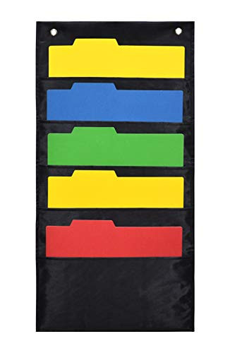 VNOM Fabric Cascading Wall File Organizer, 5 Pocket & 2 Hangers, School ...