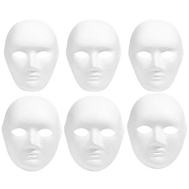 LUOEM 12 Pack DIY Full Face Cosplay Mask White DIY Blank Painting Mask ...