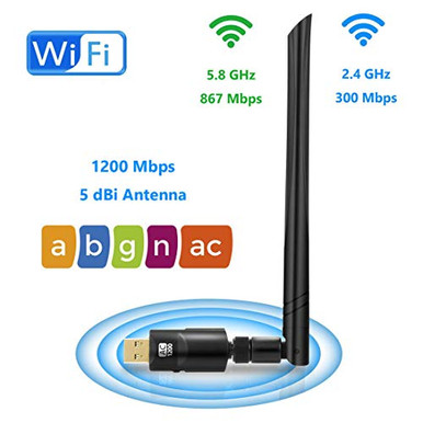 Realtek RTL8812BU USB Wireless Adapter 1200 Mbps with 5 dBi Antenna ...