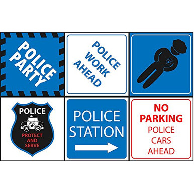 Blue Orchards Police Party Sign 6" Cutouts, Police Party Decorations ...