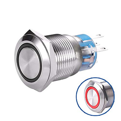 WerFamily Angel Eye Red LED 19mm Stainless Steel Round Metal Momentary ...