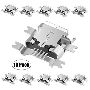 MXRS 10 Pcs Micro USB Type B Female Socket 180 Degree 5-Pin SMD SMT ...