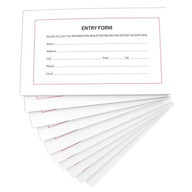 1000 Entry Forms - 10 Pads with 100 Sheets Per Pad - Entry Cards for ...