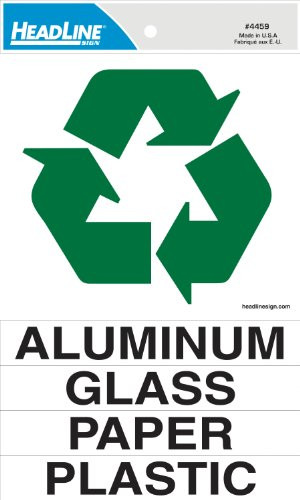 Headline Sign 4459 Self-Stick Recycle Sign with Labels, 6 x 10 Inches ...