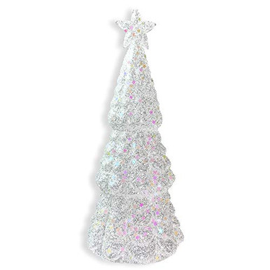 BANBERRY DESIGNS White Frosted Christmas Tree - LED Lighted Table Top ...